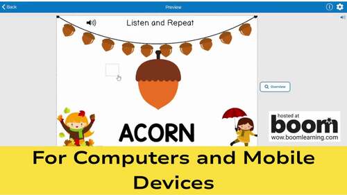Fall Vocabulary Boom Cards™ Kindergarten 1st Grade Digital Flashcards ...