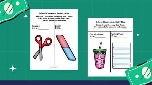 Money Identifying Dollar Bills Value, Shopping Activities, Classroom ...