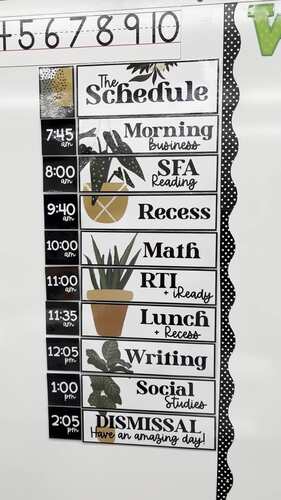 Boho Plant Editable Daily Classroom Schedule by Teaching Fourth Fun