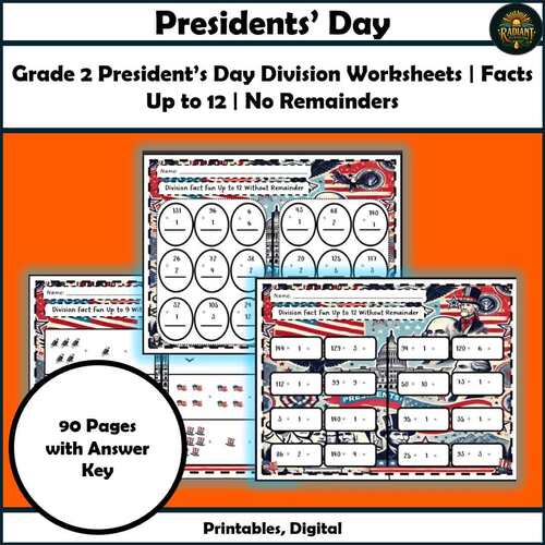 Grade 2 Presidents Day Division Visual Interactive Facts Up to 12 No ...