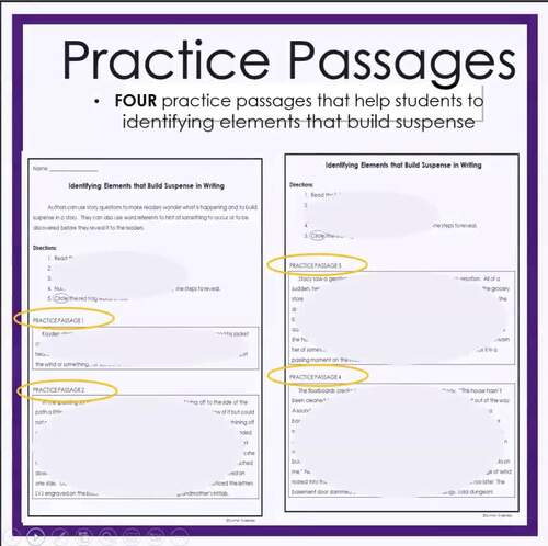 Suspense Writing BUNDLE | Guided Notes + Practice Passages + Rubrics