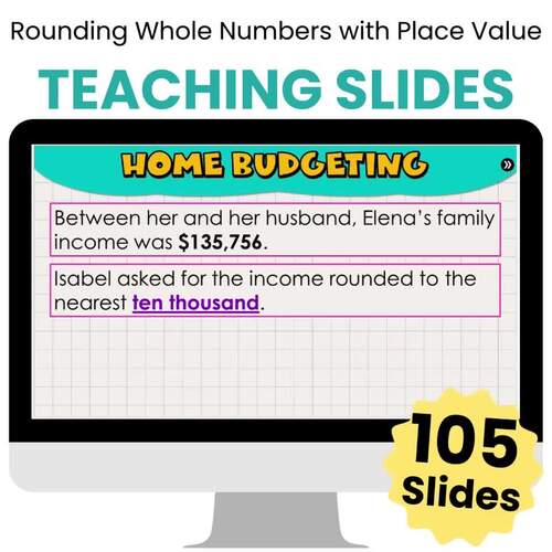 Rounding Whole Numbers with Place Value - 4th Grade Math Teaching Slides