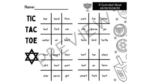 Hanukkah Tic Tac Toe: Phonics Fluency Game! | Short Vowel, CVCC, CCVC ...