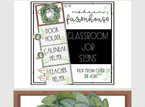Modern Farmhouse Classroom Jobs Poster/sign Clip chart 21 jobs and ...