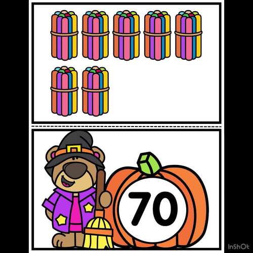 Halloween Witch Bear Skip Counting by 10’s Cards | Bundles of Tens