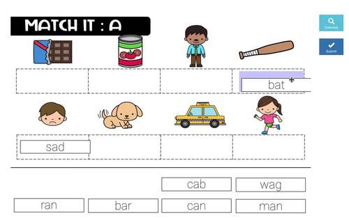 CVC Short A Digital Activity- Matching by the small but mighty teacher