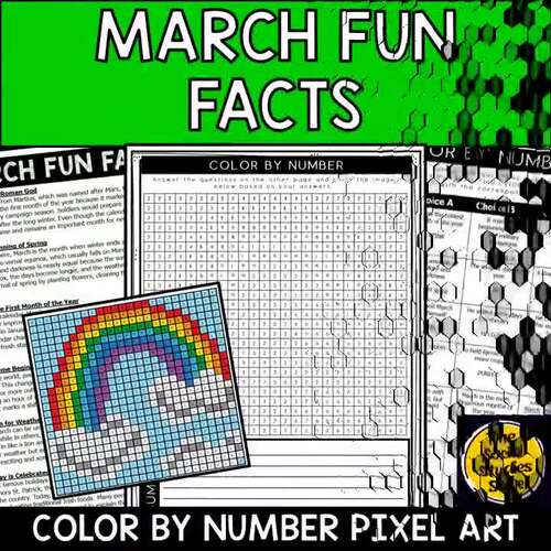 March Holidays and History Reading Comprehension Color by Number Activity