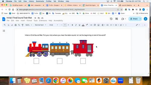 Initial / Final Sound Train Mat Printable Phonics Activity PreK ...