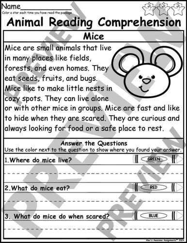 10 Nonfiction Animal Science Reading Comprehension Passages 1st Grade ...