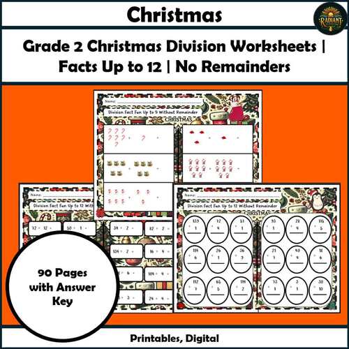 Grade 2 Christmas Division Visual Interactive Facts Up to 12 No Remainders