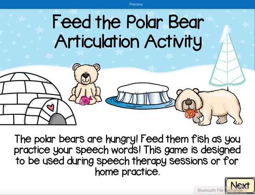 Feed the Polar Bear Winter Articulation Activity Boom Cards Speech ...
