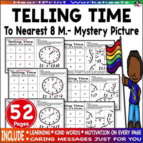 Telling Time Nearest 8 minutes – Mystery Picture No Prep Fun Activity ...