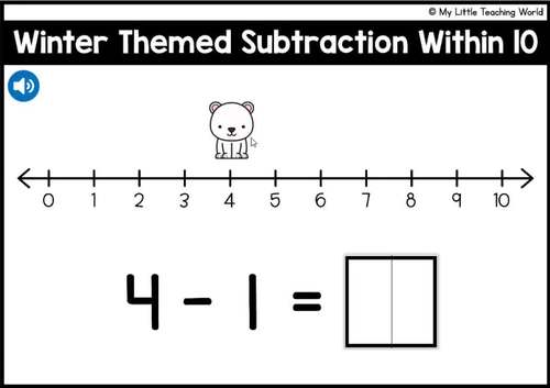 Winter Themed Subtraction Within 10 Boom Cards | Distance Learning