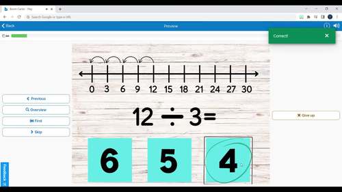 Division Number Line Boom Cards by Hands on Learning LLC | TPT