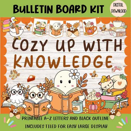 Autumn Bulletin Board Kit | Cozy Up With Knowledge Reading Theme ...