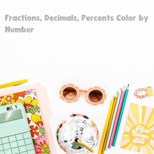 Fractions, Decimals, Percents FDP Color by Number Worksheet NO PREP 6th ...