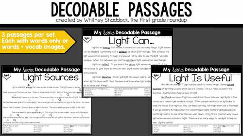 Light Waves Science Nonfiction Decodable Texts and Readers for First Grade