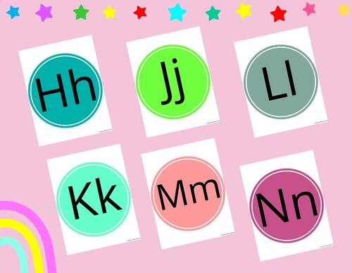 Printable Colorful Alphabets Flash cards, Round Word Wall Alphabet Letters