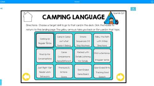 Camping Language Activities Speech Therapy Summer Spinner Worksheets
