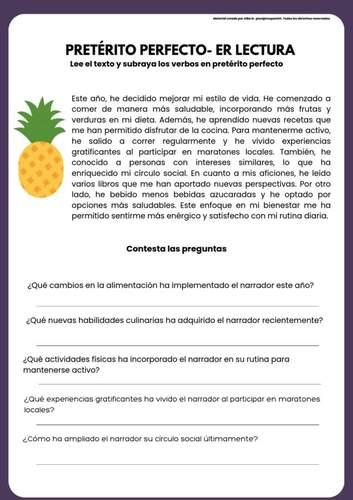 PRETERITO PERFECTO -ER,IR LECTURA PRESENT PERFECT -ER,IR ENDING VERBS ...