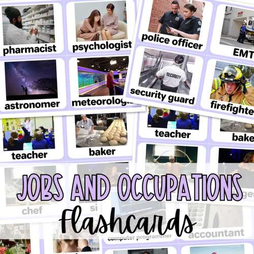 Jobs and Occupations Vocabulary Real Photo Flashcards for ESL and Speech
