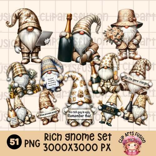 Rich and Wealthy Gnome Watercolor Clipart Set | Gnomes Theme ...