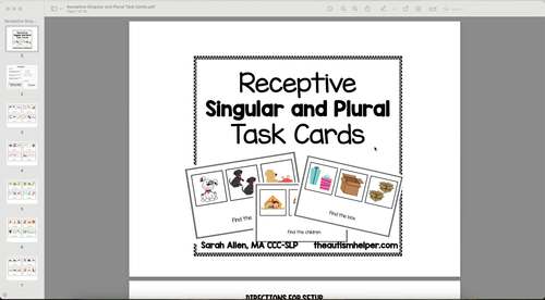 Receptive Singular and Plural Task Cards by The Autism Helper | TPT