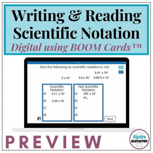 Scientific Notation Activity with Boom Cards™ (Digital) by Algebra Elevated
