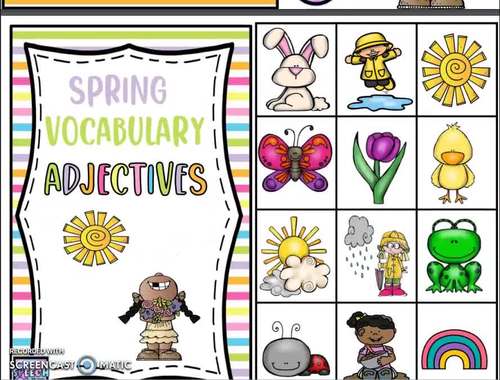 Spring Grammar (adjectives, verbs, nouns) Boom Cards included | TPT