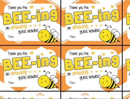 Bee-Themed Guest Reader Appreciation Gift Tag- Thank you for BEE-ING an ...