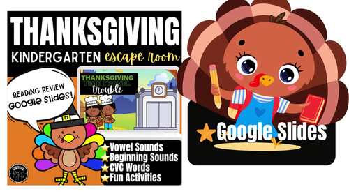 Thanksgiving Kindergarten Digital Escape Room: Beginning Sounds, CVC ...