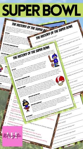 History of the Super Bowl Reading Comprehension Worksheets | TPT