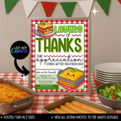Lasagna Pasta Bar Italian Lunch Sign, Teacher Staff Appreciation Event ...