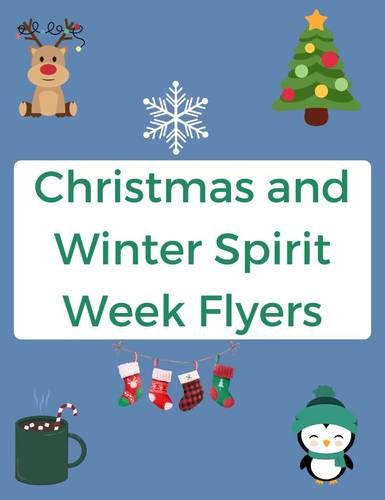 Christmas and Winter Spirit Week Dress-Up Flyers by Cindy's Treasures