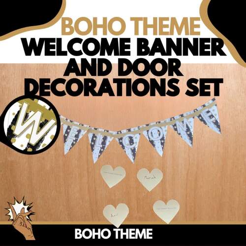 BOHO Welcome Back Bulletin Board Banner | Door Decorations | TPT