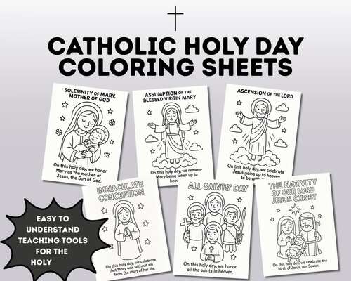 Catholic Holy Day Coloring Pages | Feast Day Worksheets for Kids