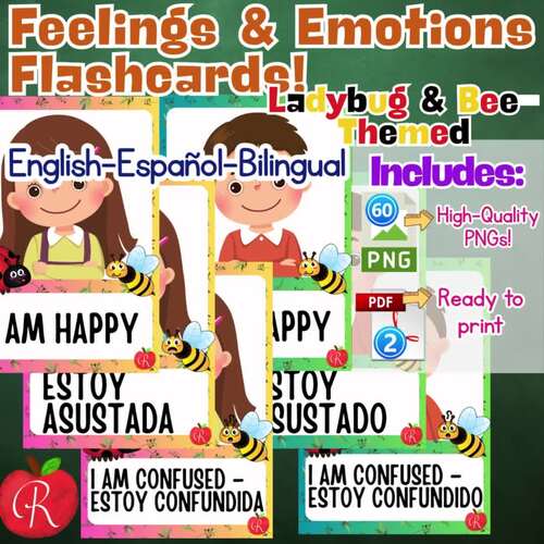Feelings and Emotions Flashcards – SEL, Bilingual English Spanish ...