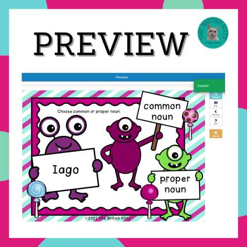 Halloween Monster Common and Proper Nouns Boom Cards™ by The British Kitty