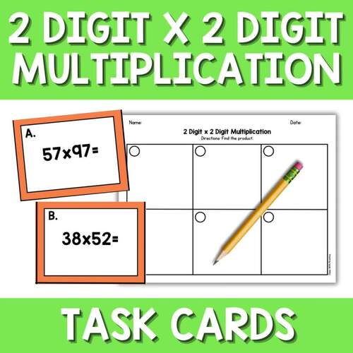 2 Digit by 2 Digit Multiplication Scoot Game Task Cards Math Center ...