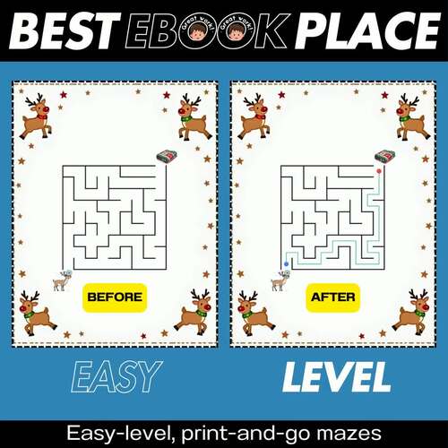 Reindeer Maze Worksheets for Kids | Winter Holiday Activities | TPT