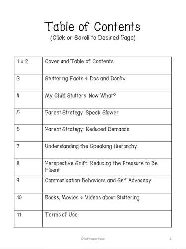 Parent Handout for Stuttering - Parent Handout Fluency by SLP Happy Hour