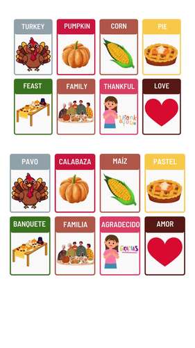 Thanksgiving Flashcards - Spanish and English Vocabulary Cards for ...