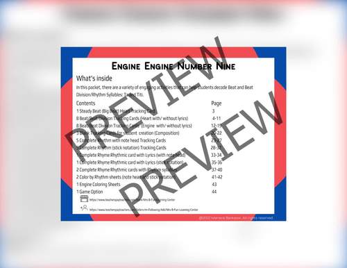 Ta Titi Rhythmic Syllable Activities and Game : Engine Engine Number 9