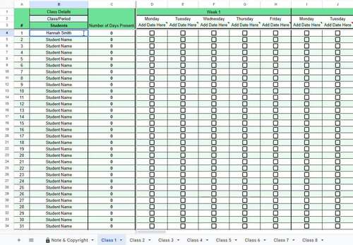 Google Sheets Attendance Tracker, EDITABLE Attendance Spreadsheet ...
