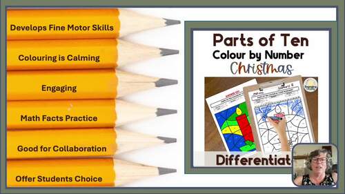 Christmas Parts of Ten Color by Code Math Worksheets for Subtraction ...