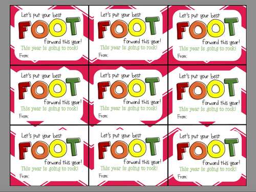 Fruit By The Foot Beginning of Year Gift Tag-Let's put your best foot ...