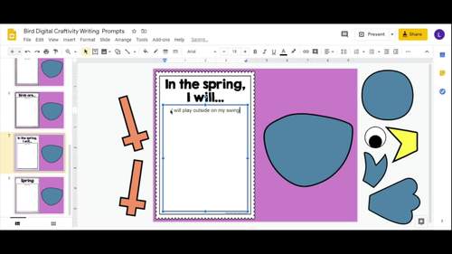 Bird Google Classroom Distance Learning Craft & Writing Prompts | TpT