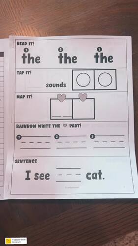 Sight Word Mapping for Kindergarten| Heart Word Notebook for Phonics ...