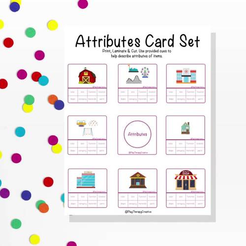 Attributes Cue Card Sets for Speech & Language Therapy by Play Therapy ...