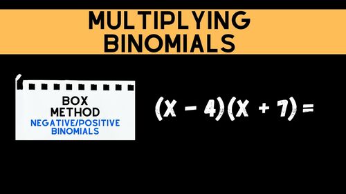 Box Method Positive and Negative Binomials (x - 4)(x + 7) by Ocular IQ